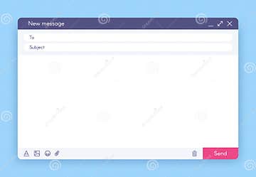 Email Message Window. Mail App Interface, Mailings Emails and Send Online Feedback Blank Frame ...