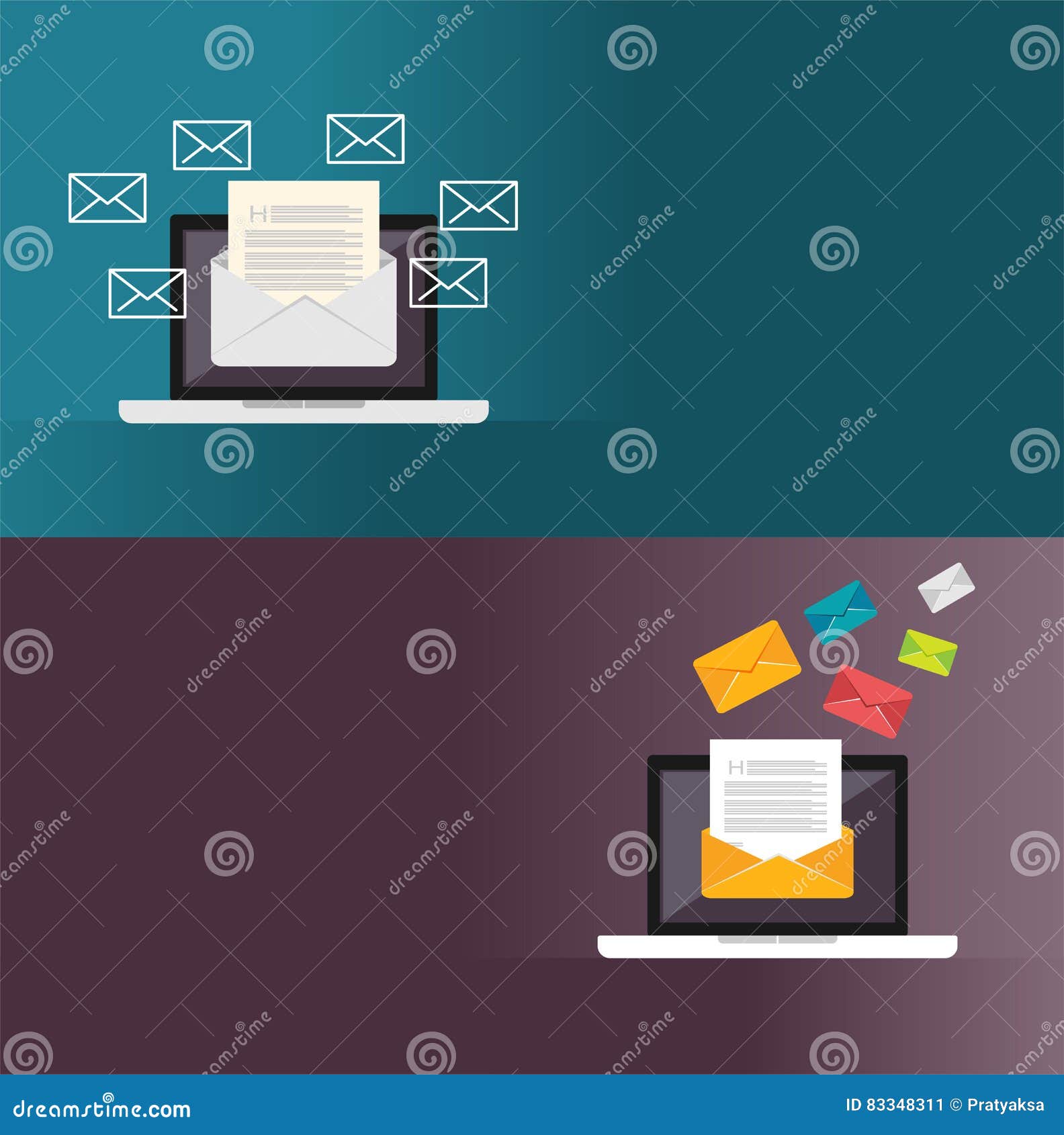 Email Messages On Computer Monitor Icon Cartoon Vector | CartoonDealer ...