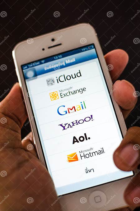 Email on mobile. editorial photo. Image of hand, icon - 33272291