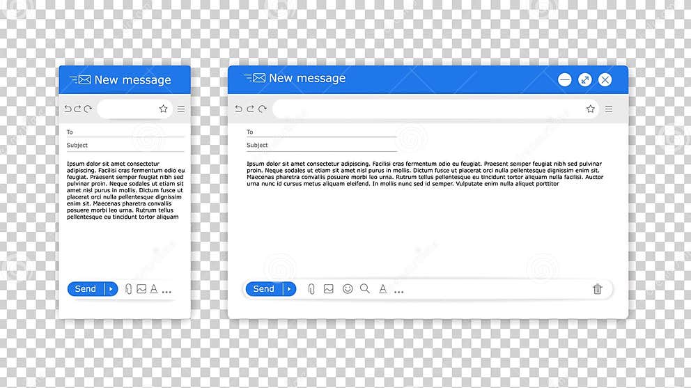 Email Mockup. Online Mail. UI Window for Message Box. Computer or ...