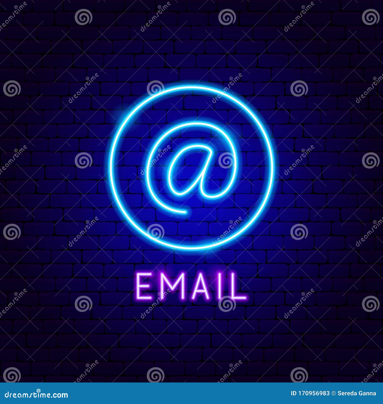 Email Neon Label stock vector. Illustration of design - 170956983