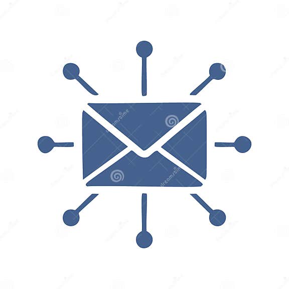 Email Network Icon. Blue Envelope Icon with Multiple Connections ...
