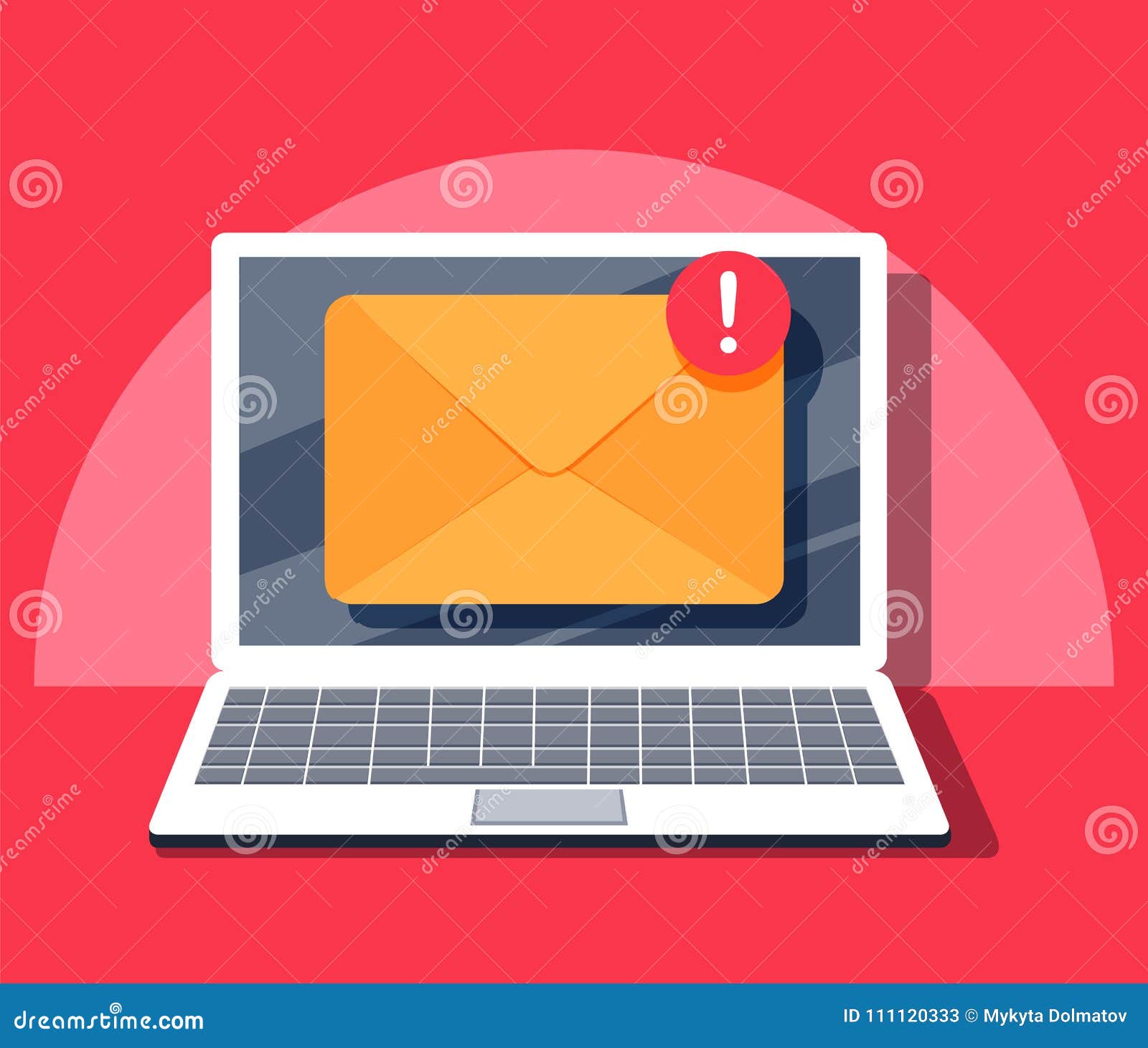 Email Notification Concept. New Email on the Laptop Screen. Vector ... Email Notification Concept. New Email on the Laptop Screen. Vector ...