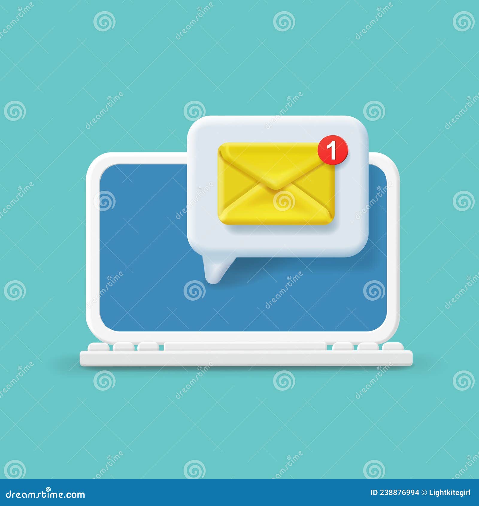 Email Notification Concept. New Email Message on the Laptop Screen ...