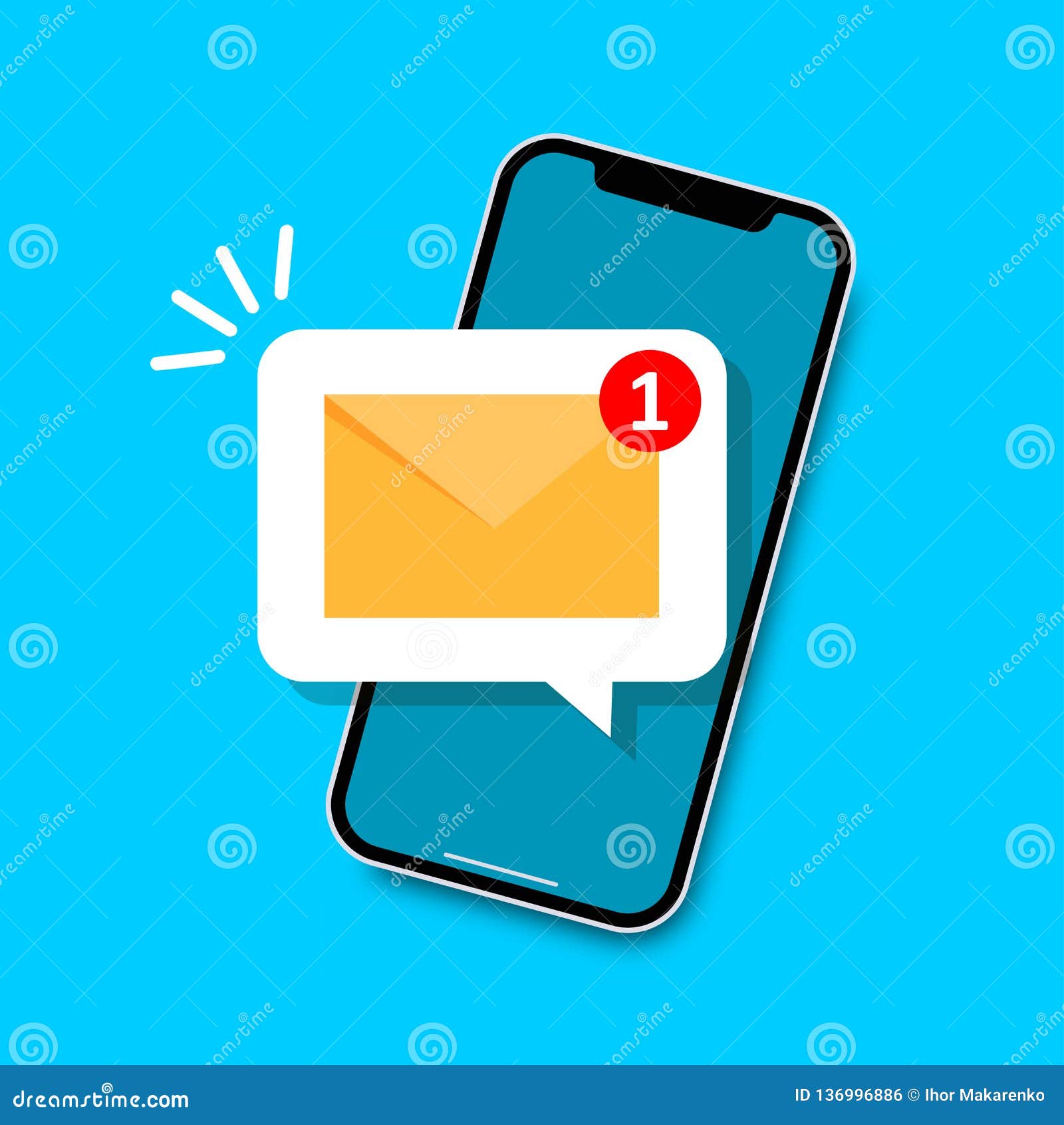 New Email Notification On Laptop, Computer Symbol Flat Cartoon Design ...