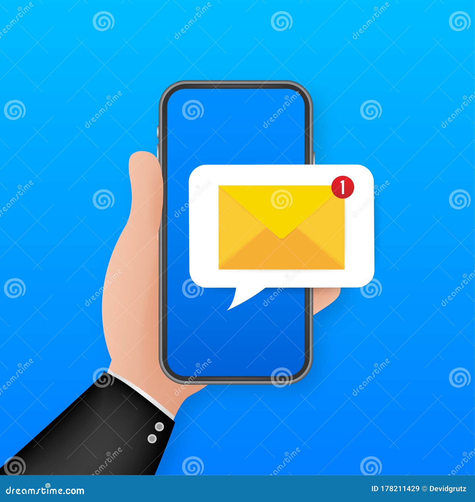 Email Notification Concept. New Email on the Smart Phone Screen Stock ...
