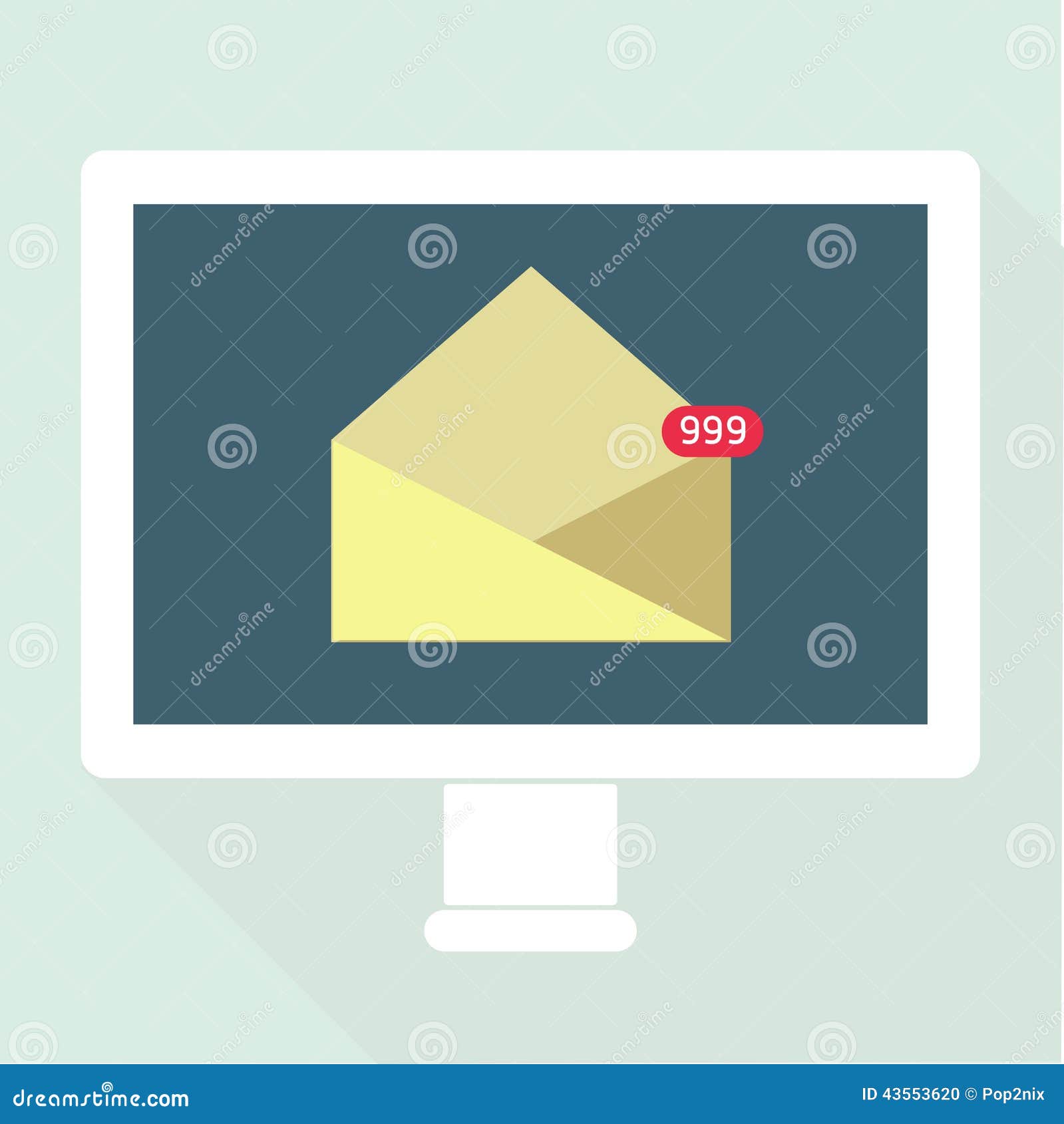 New Email Notification On Laptop, Computer Symbol Flat Cartoon Design ...