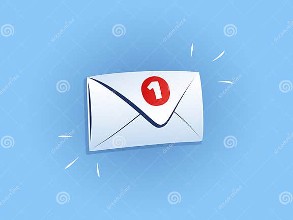 Email Notification Icon on a Blue Background with the Number One ...
