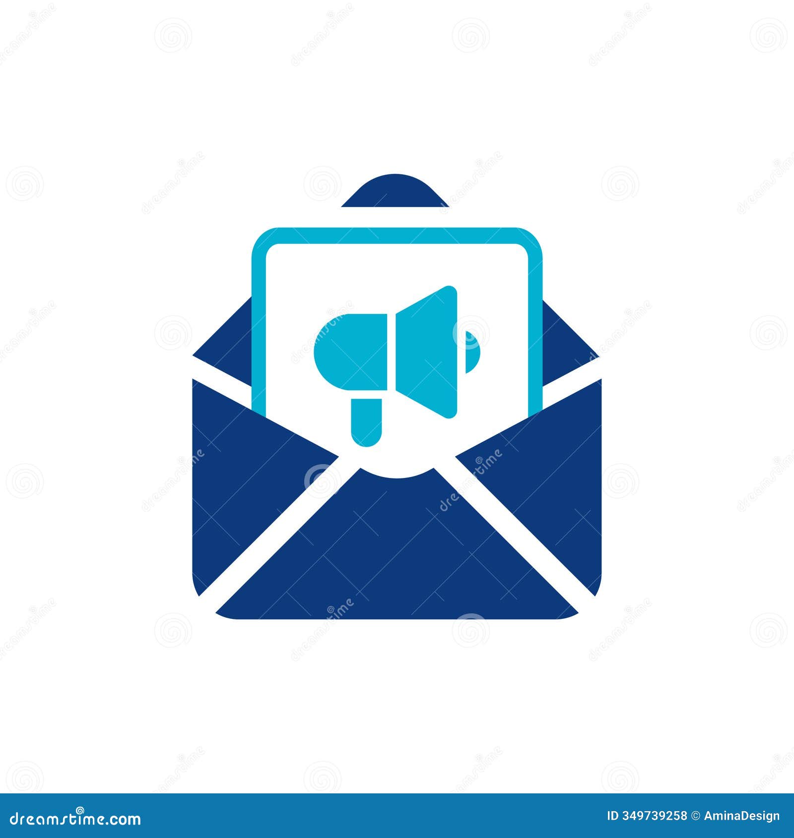 Email Notification Icon with Megaphone Stock Vector - Illustration of ...