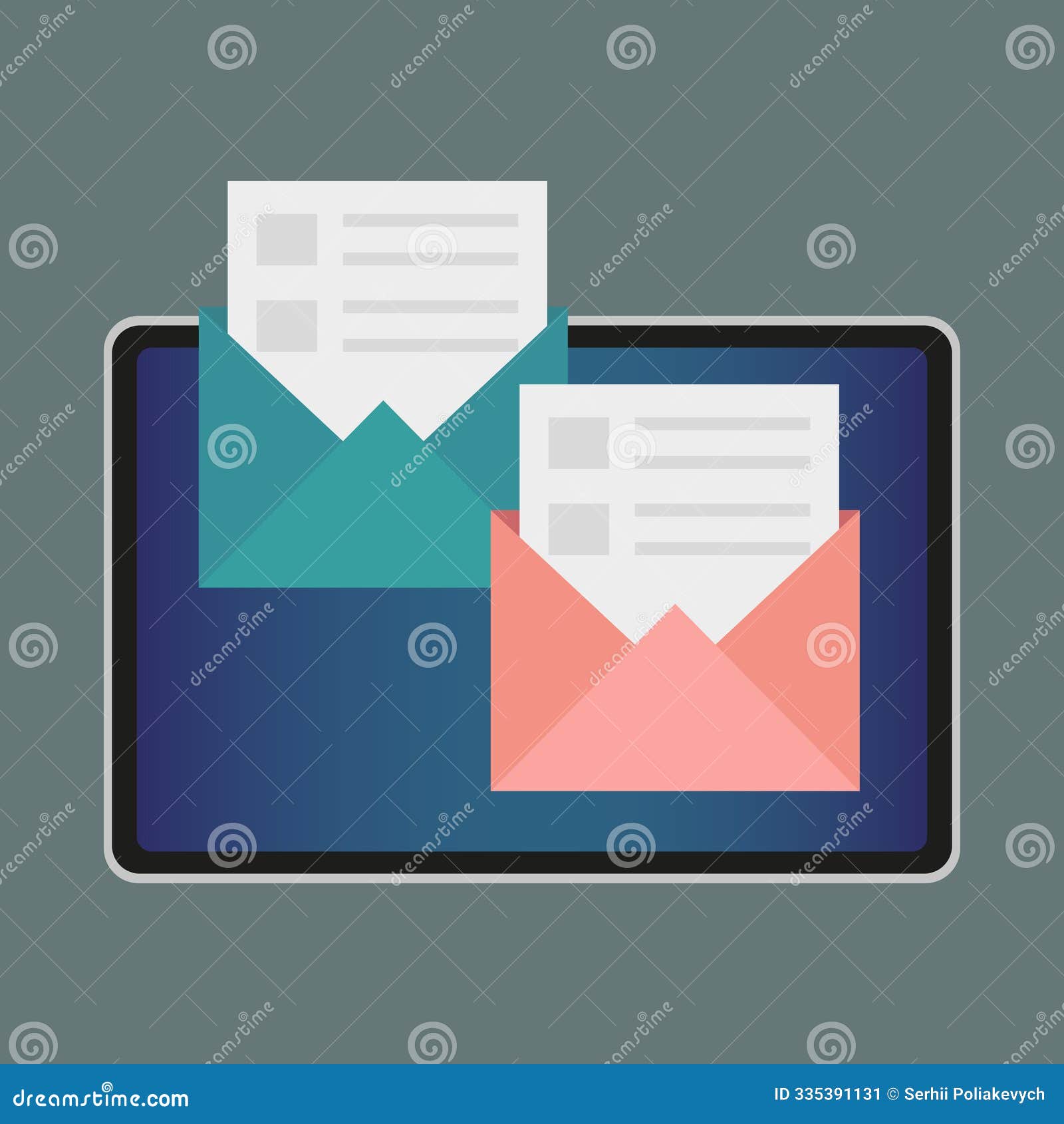 Email Notification Icon. Opened Envelopes Illustration. Digital ...