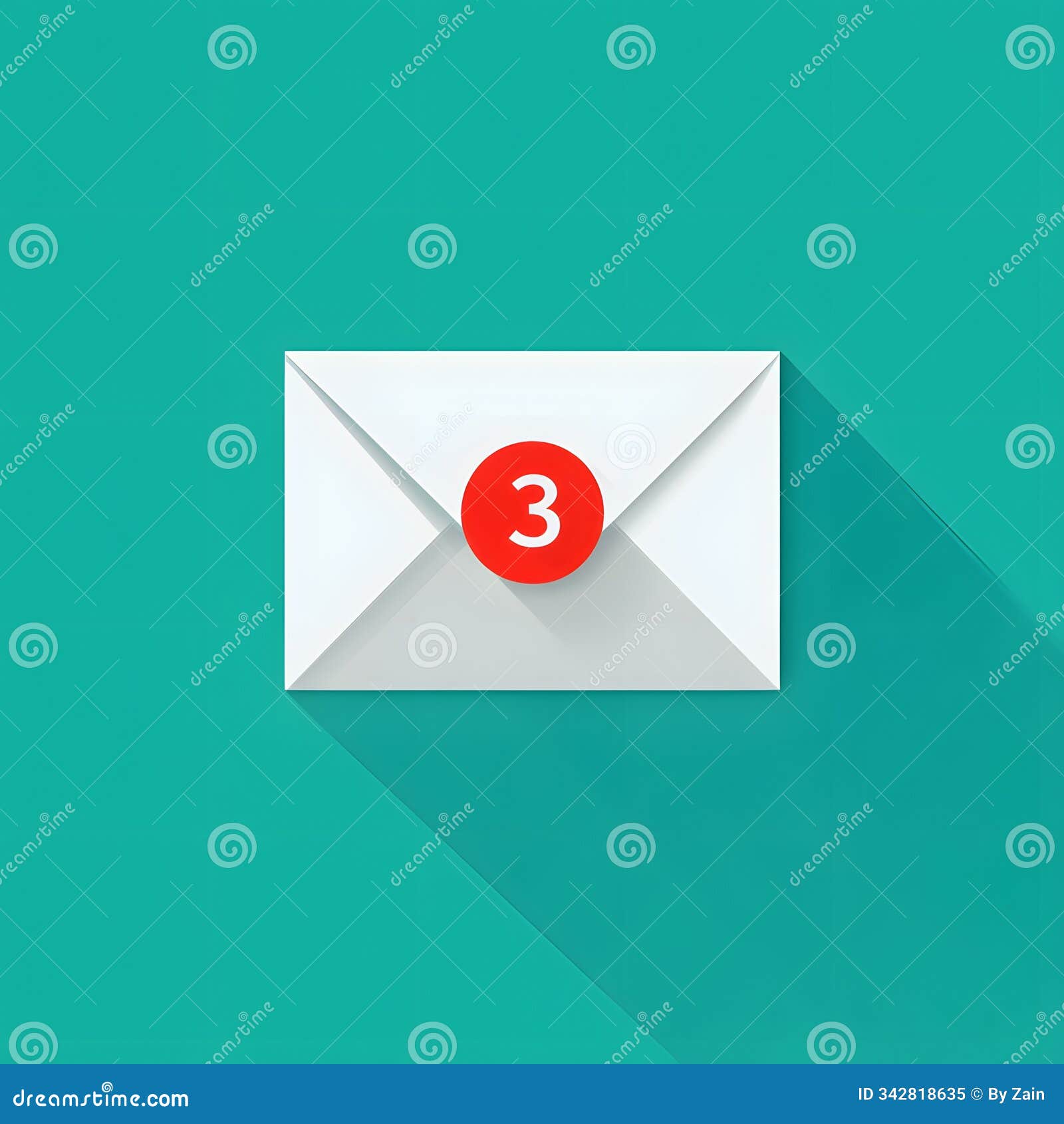 Email Notification Icon with Unread Message Badge Green Background ...