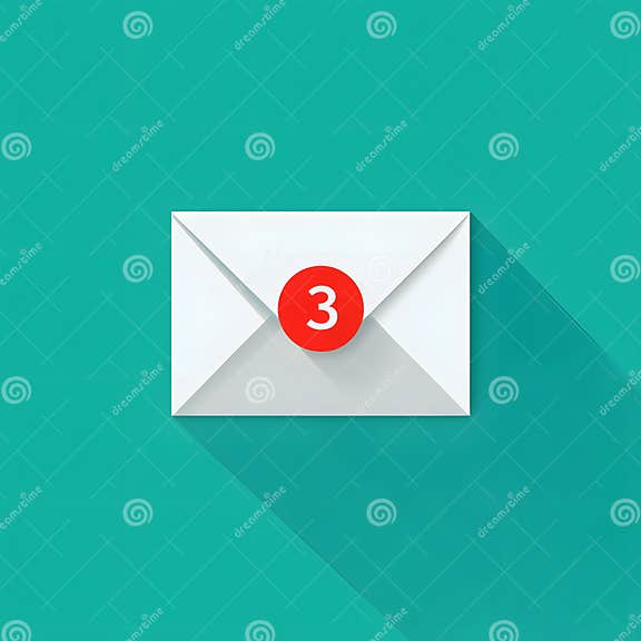 Email Notification Icon with Unread Message Badge Green Background ...