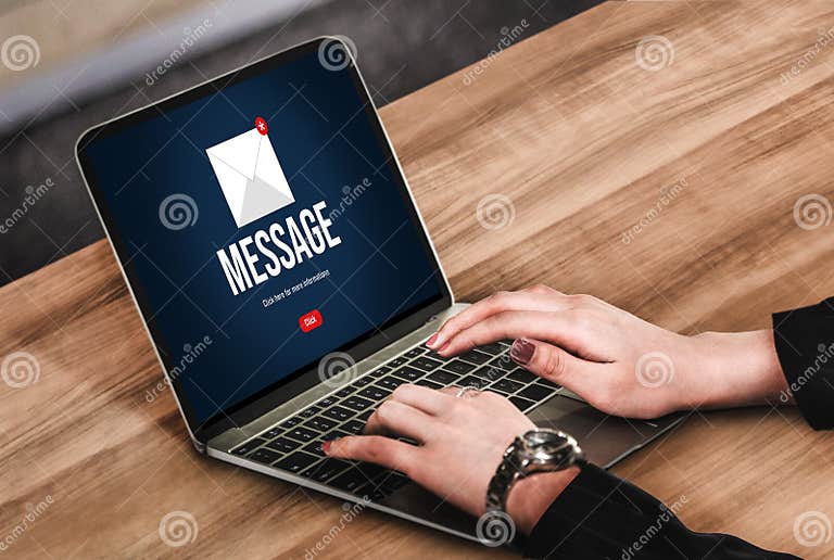Email Notification Message Showing on Computer Screen Snugly Stock ...