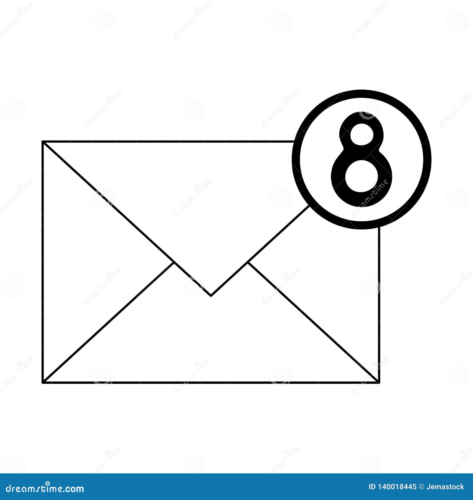 Email Notification Symbols Black and White Stock Vector - Illustration ...