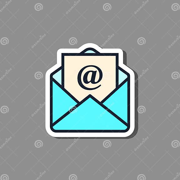 Email Open Envelope Paper Sticker with Shadow. Vector Isolated Label ...