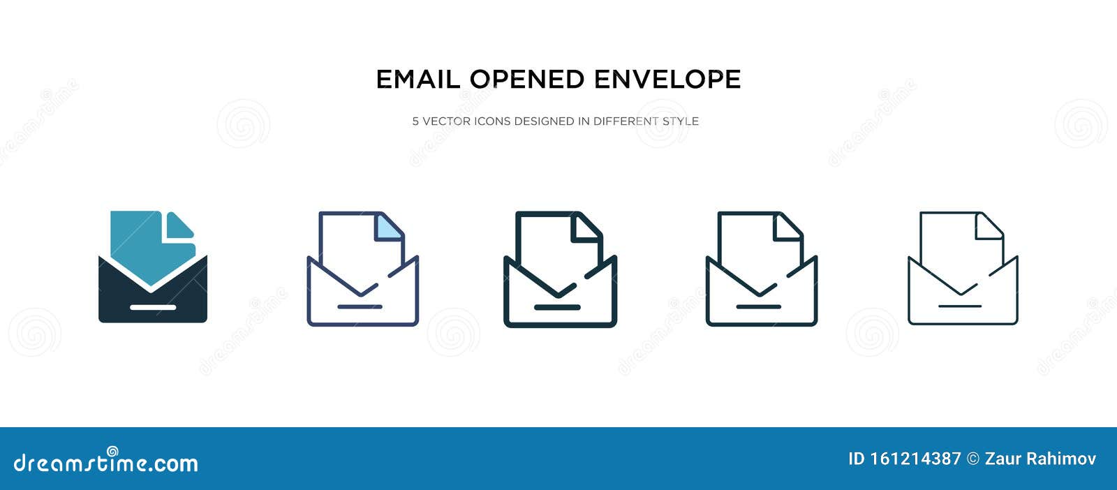 Email Opened Envelope Icon in Different Style Vector Illustration. Two ...