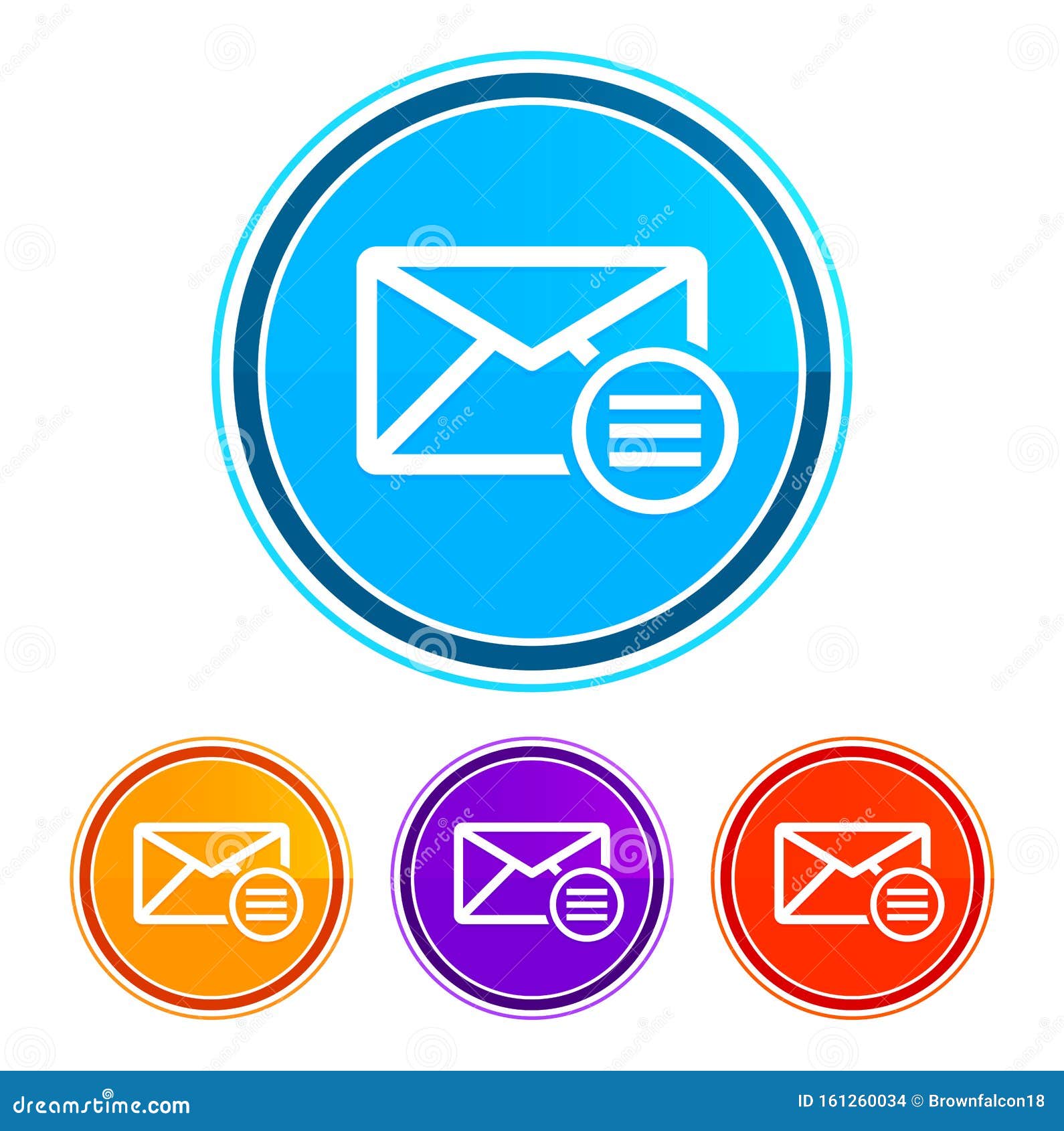 Email Option Icon Flat Design Round Buttons Set Illustration Design ...