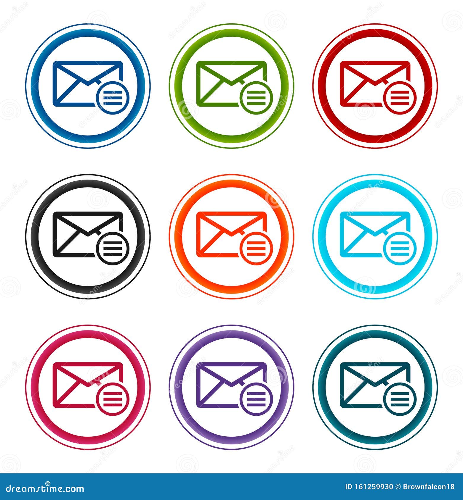 Email Option Icon Flat Round Buttons Set Illustration Design Stock ...