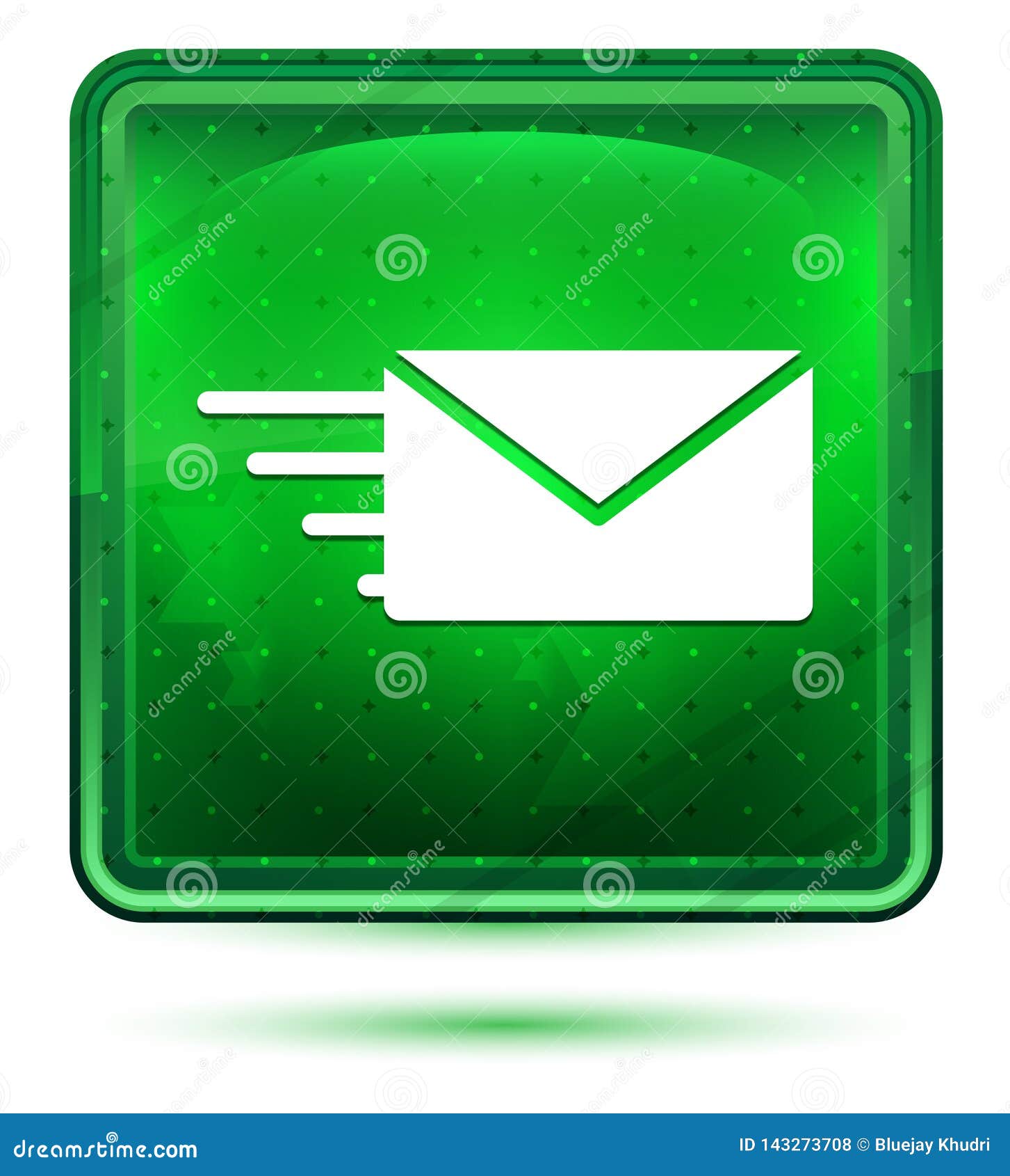 Email Option Icon Neon Light Green Square Button Stock Illustration ...