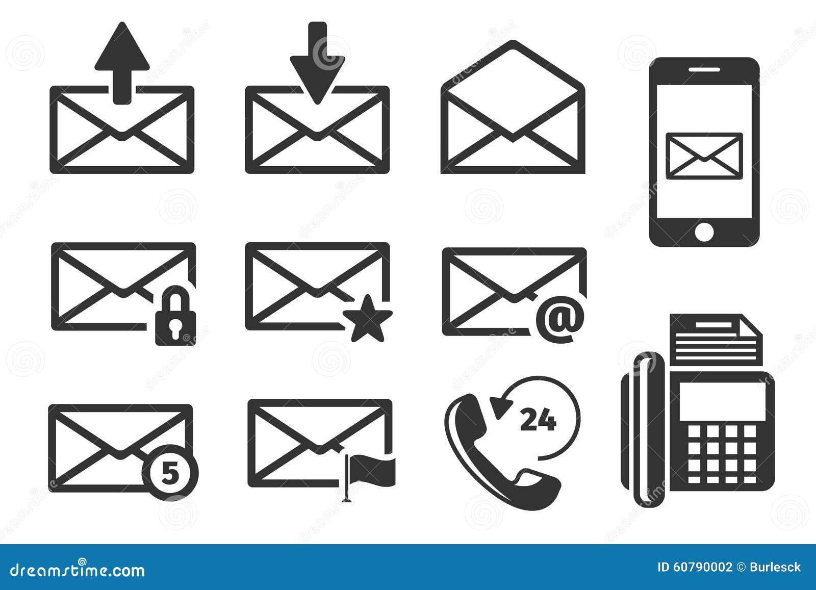 Email and Phone Vector Icons Set Stock Vector - Illustration of contact ...