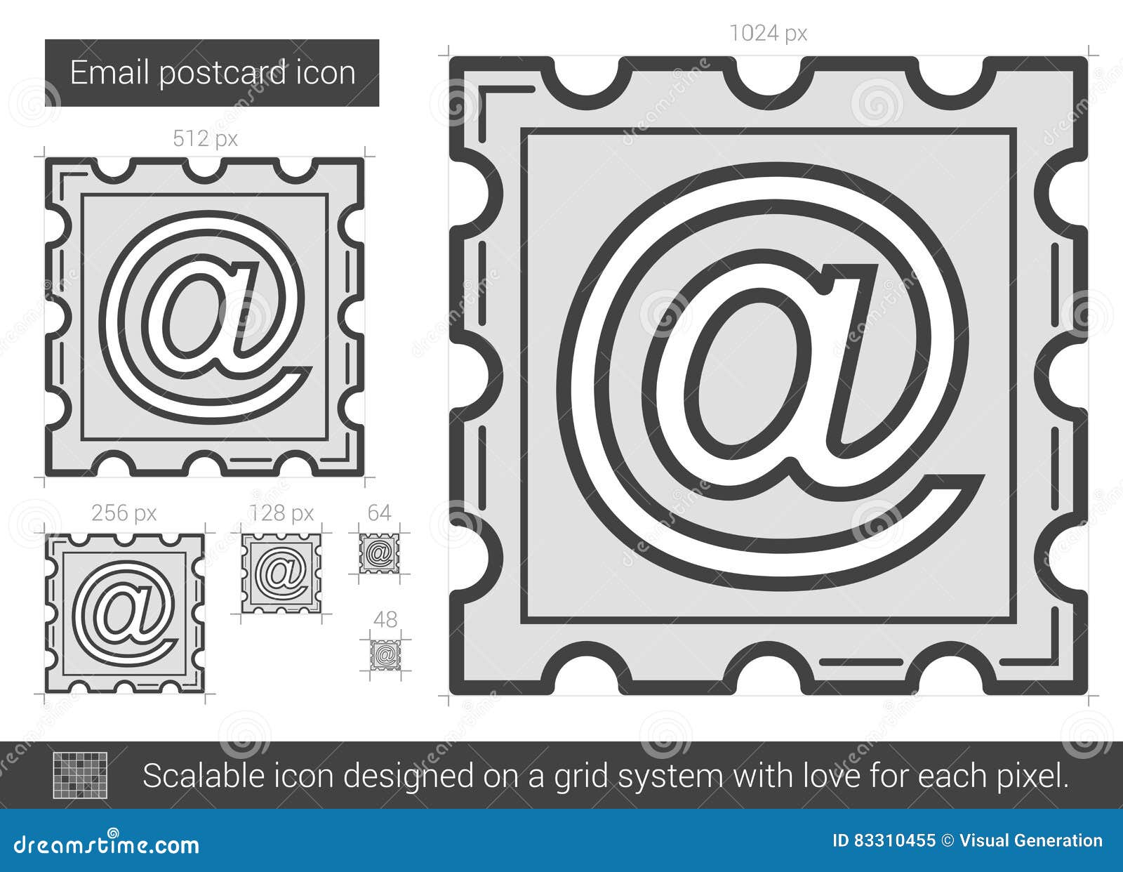 Email postcard line icon. stock vector. Illustration of email - 83310455