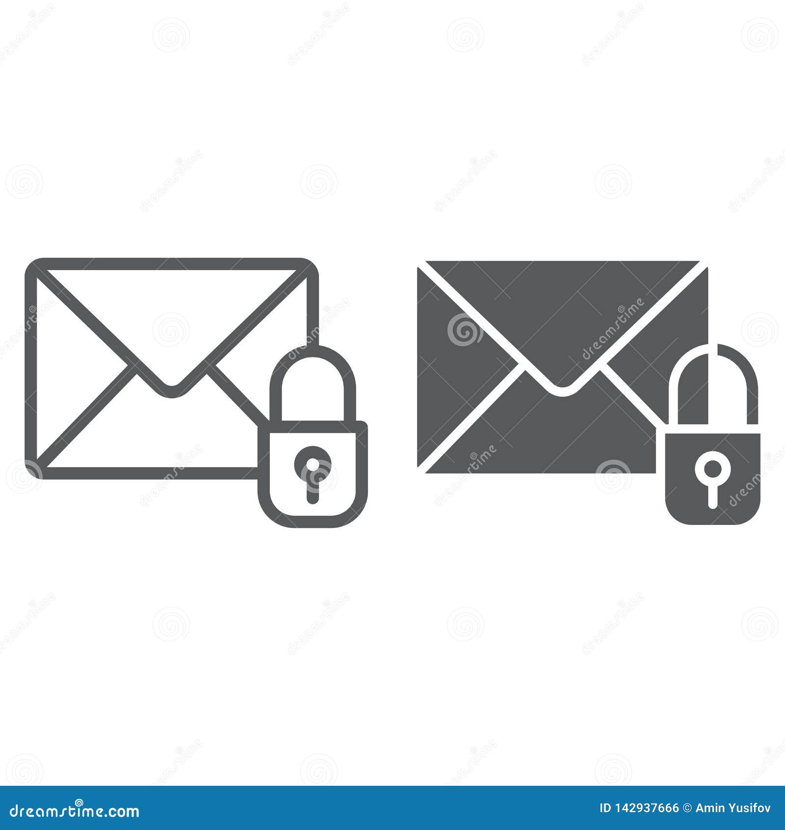 Email Protection Line and Glyph Icon, Mail and Security, Envelope Sign ...