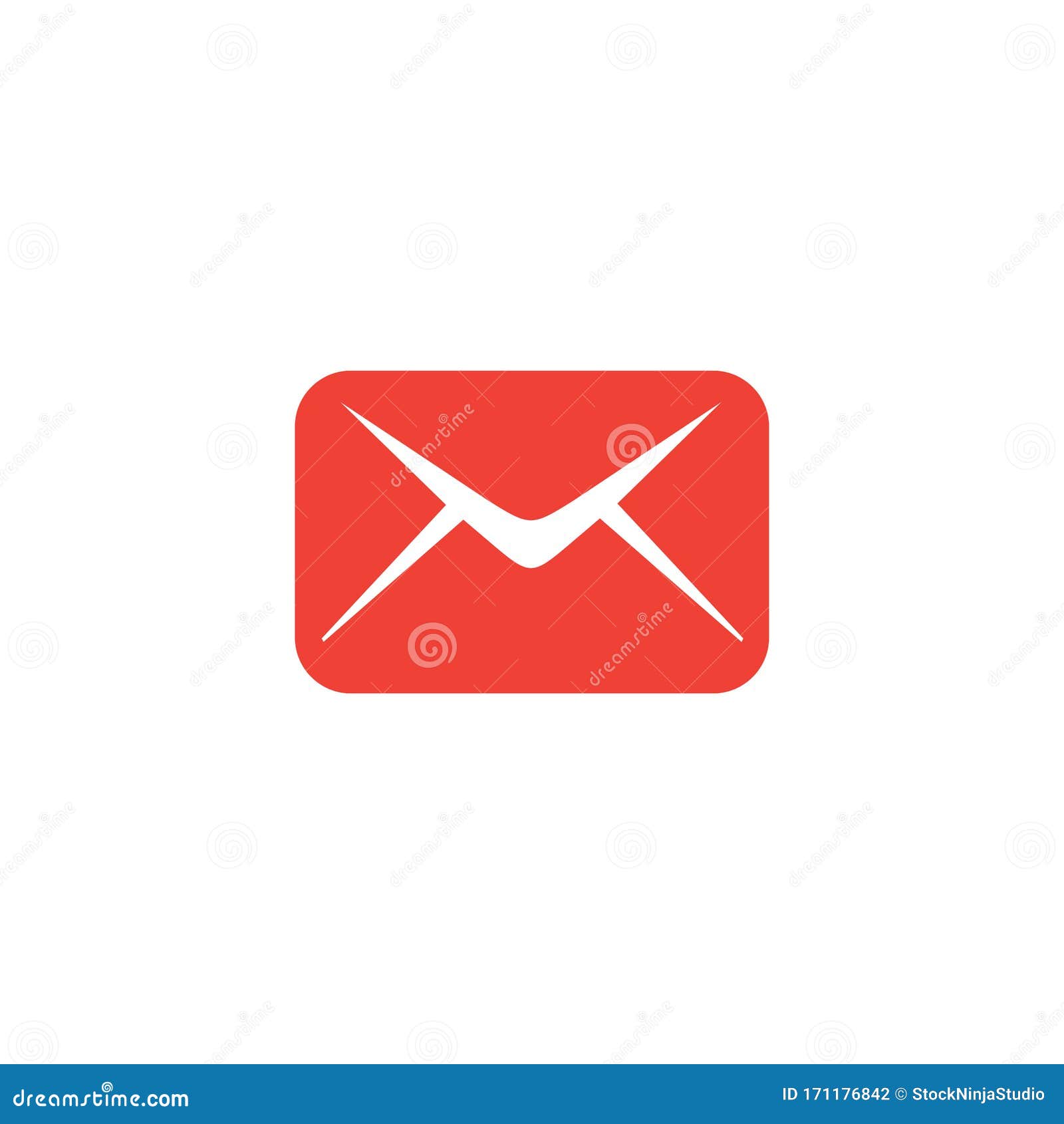 Email Red Icon on White Background. Red Flat Style Vector Illustration ...