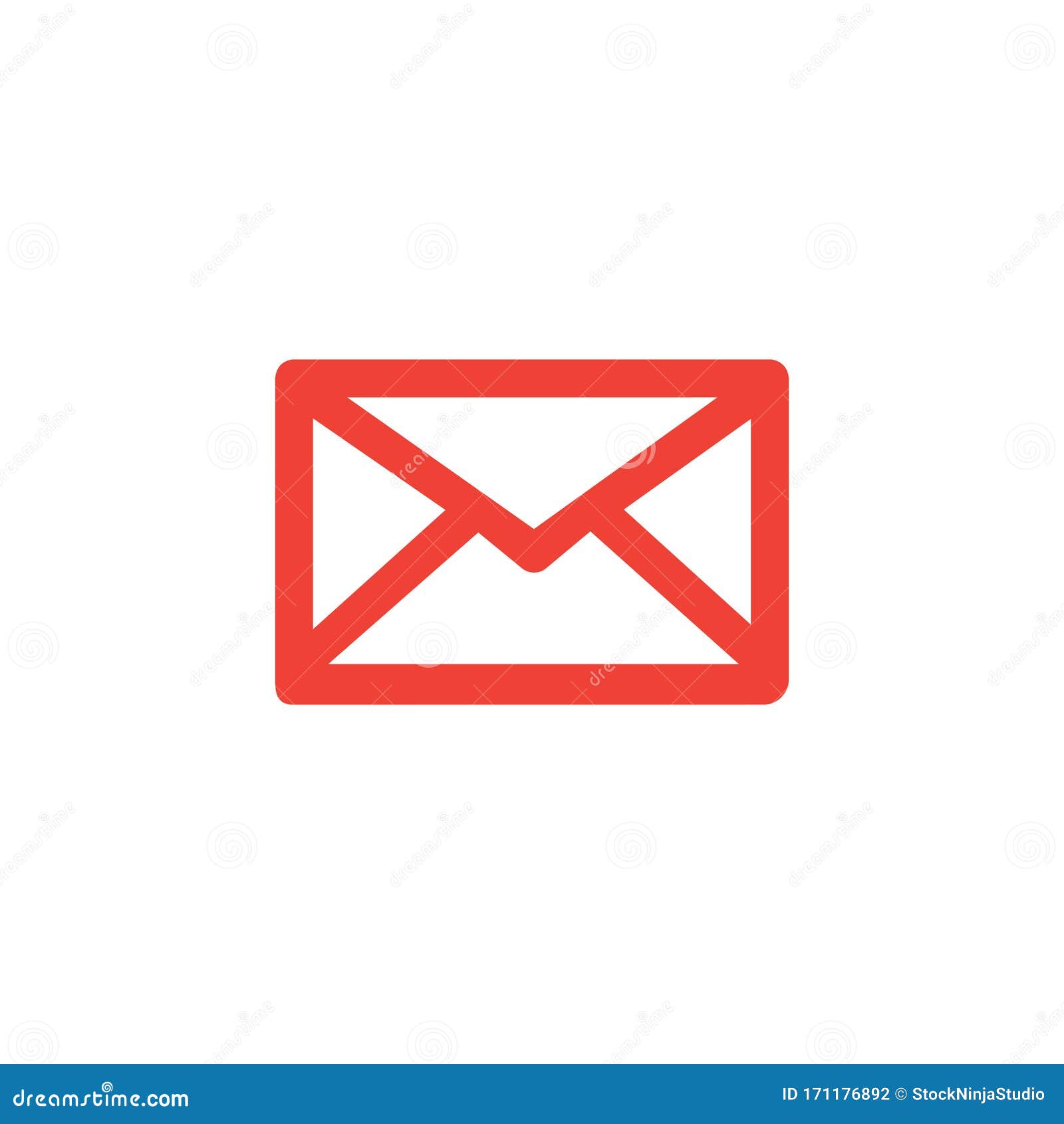 Email Red Icon on White Background. Red Flat Style Vector Illustration ...