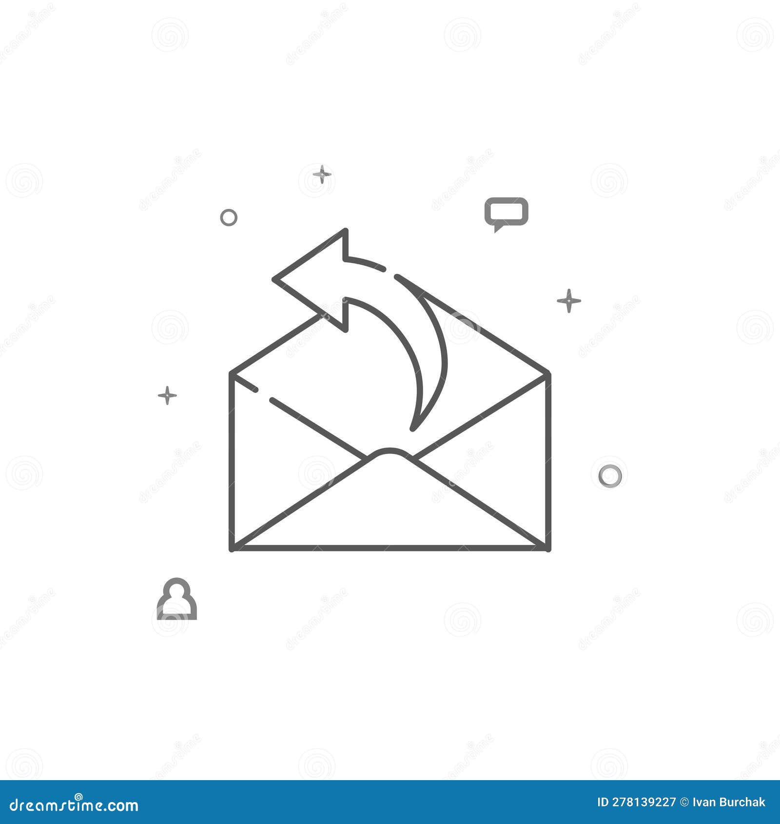Email Reply Simple Vector Line Icon. Symbol, Pictogram, Sign Isolated ...