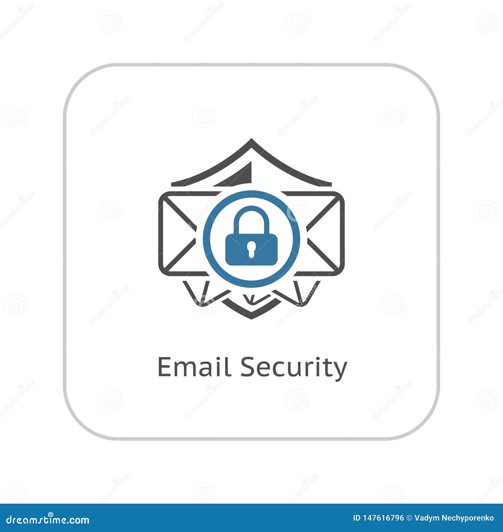 Email Security Icon. Flat Design Stock Illustration - Illustration of ...