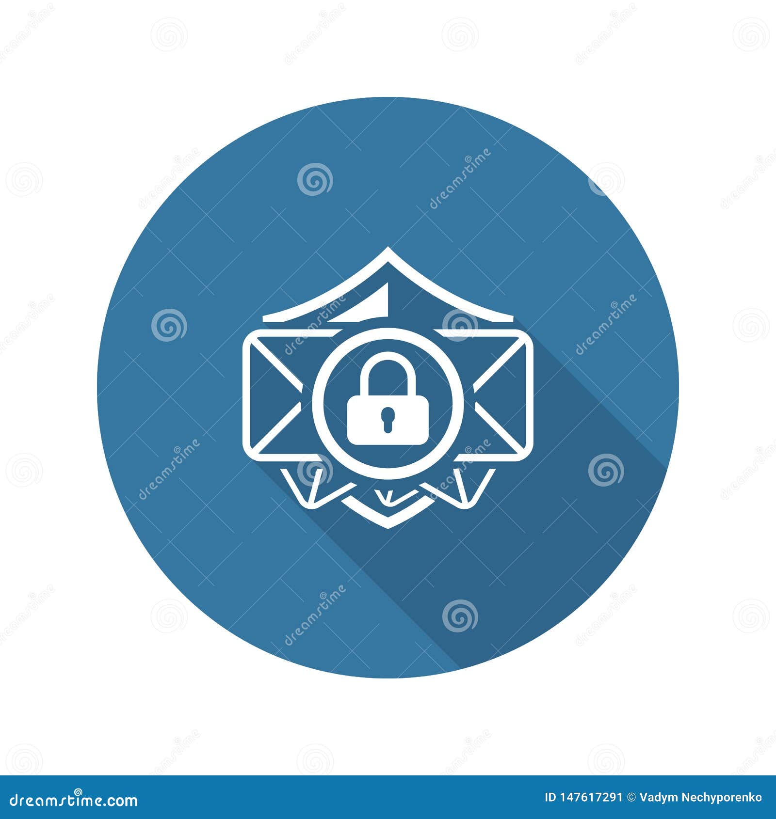 Email Security Icon. Flat Design Stock Illustration - Illustration of ...