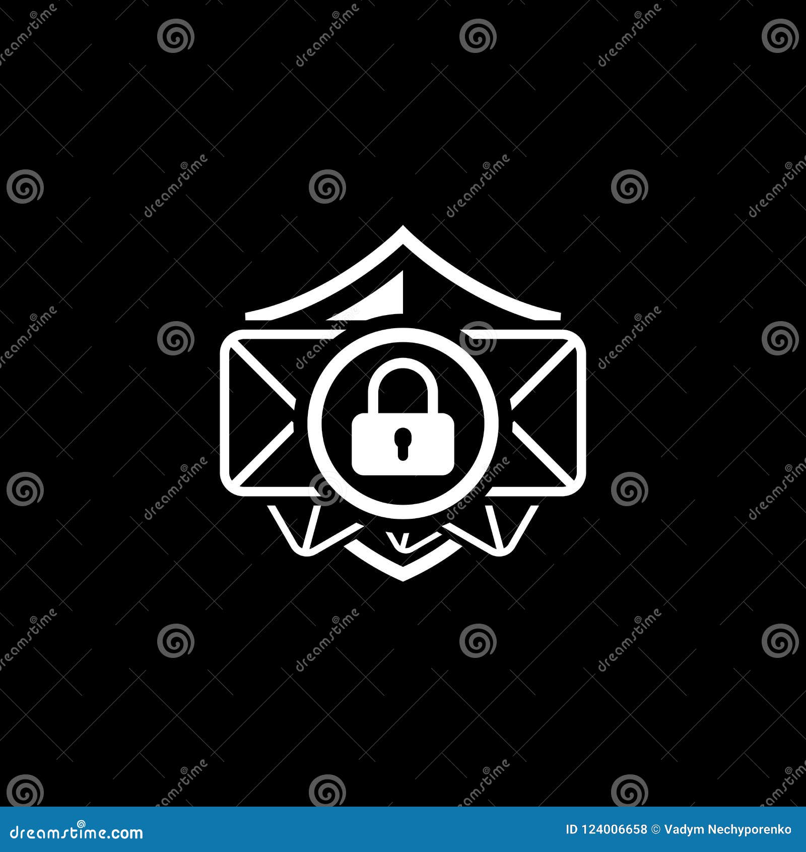 Email Security Icon. Flat Design. Stock Illustration - Illustration of ...