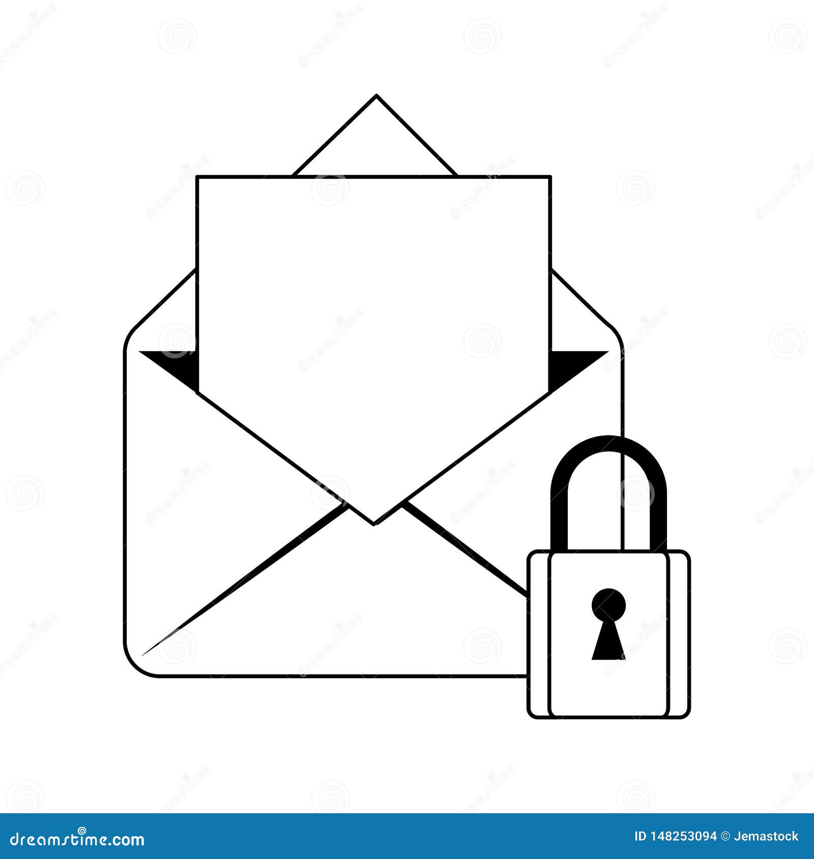 Email Security Padlock Symbol in Black and White Stock Vector ...