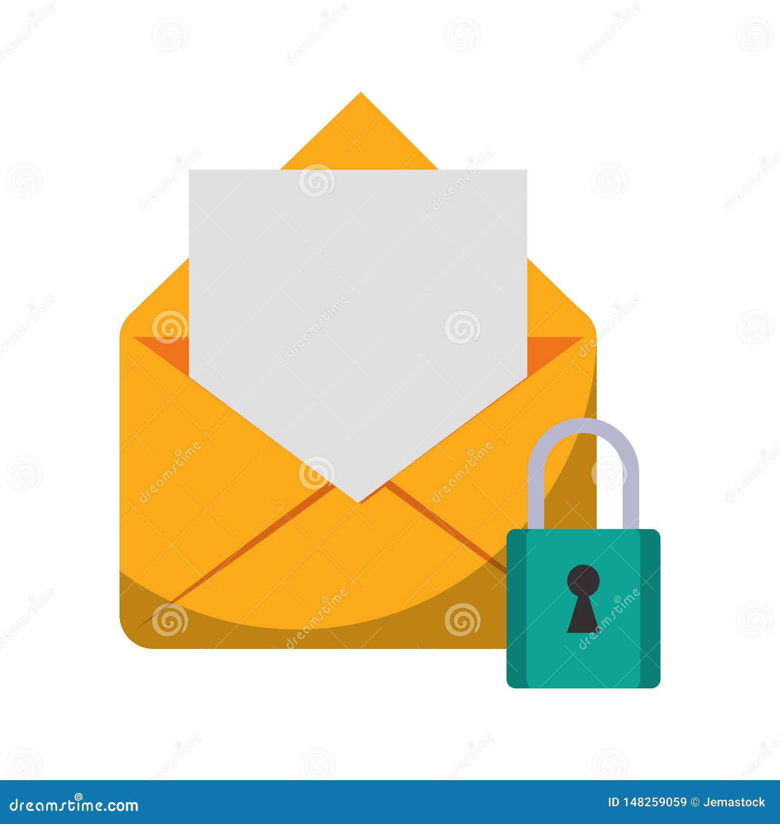 Email Security Padlock Symbol Vector Illustration Stock Vector ...