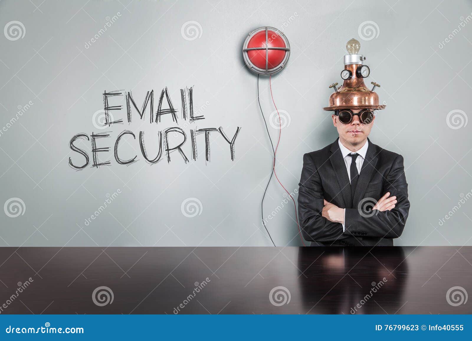 Email Security Text with Vintage Businessman Stock Image - Image of ...