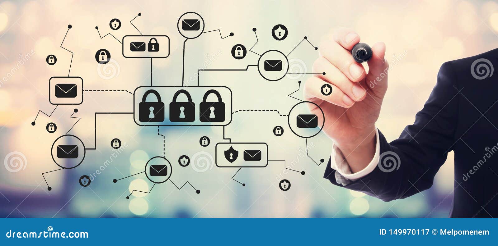 Email Security Theme with Businessman Stock Image - Image of panorama ...