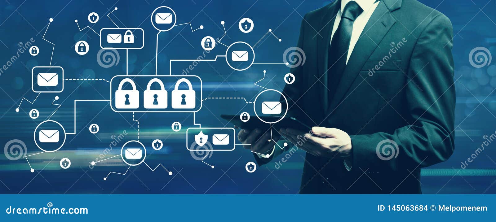 Email Security Theme with Businessman Stock Illustration - Illustration ...