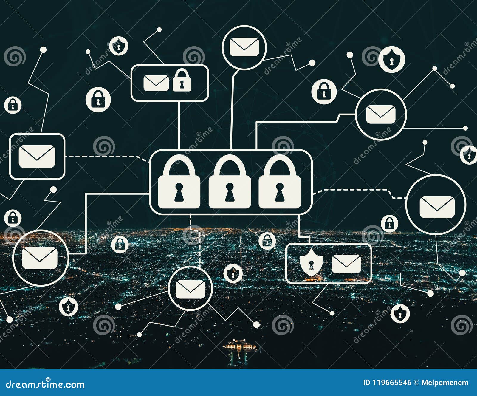 Email Security Theme with Downtown Los Angeles Stock Photo - Image of ...