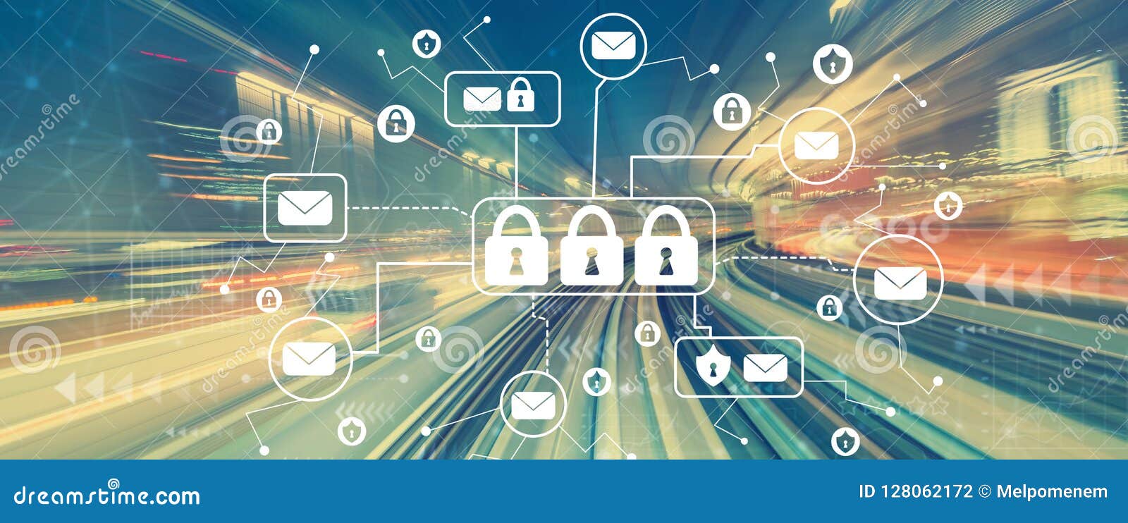 Email Security Theme with High Speed Motion Blur Stock Illustration ...