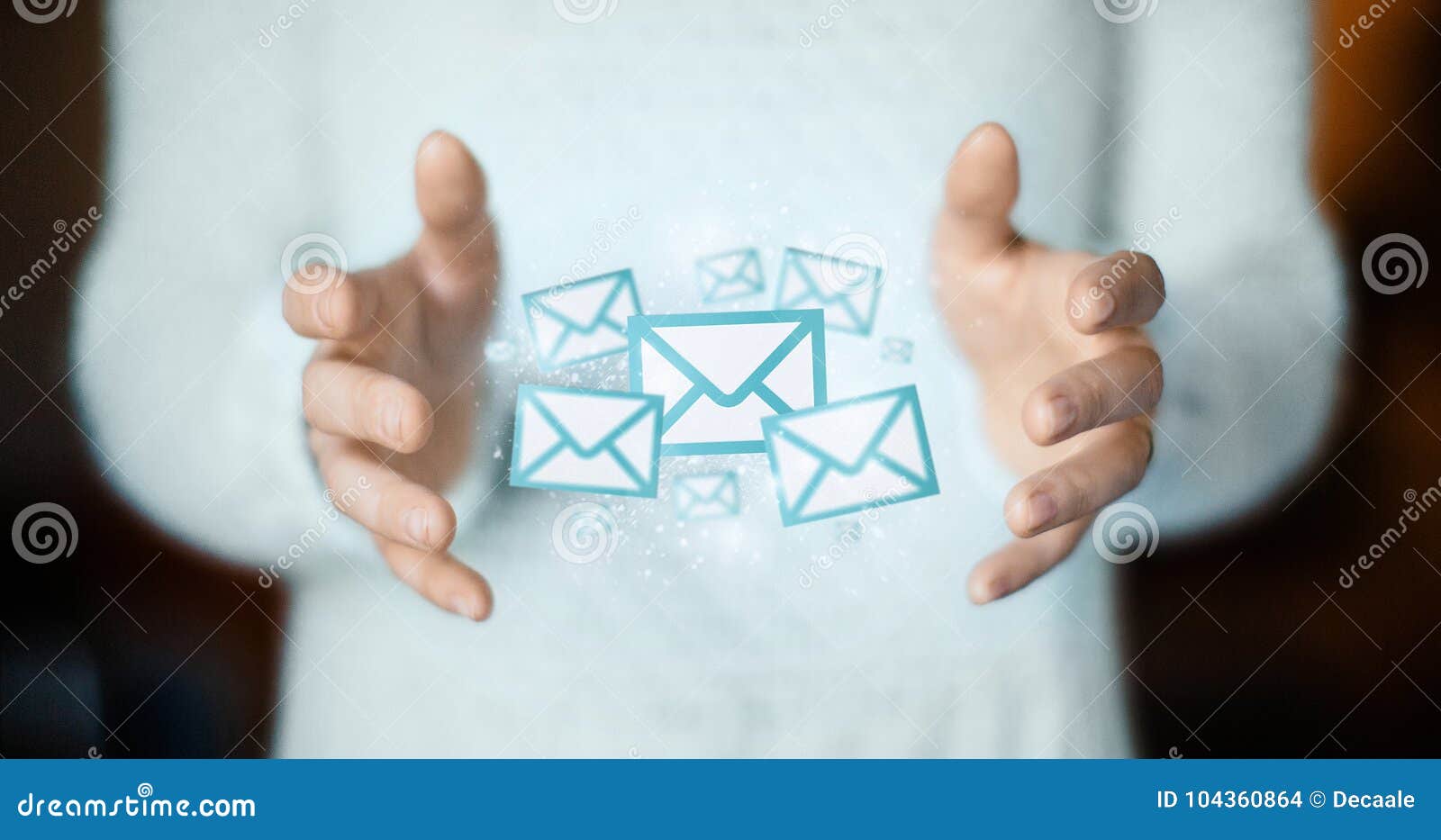 Email on Hands, Post Cards or Connection Concept Stock Photo - Image of ...
