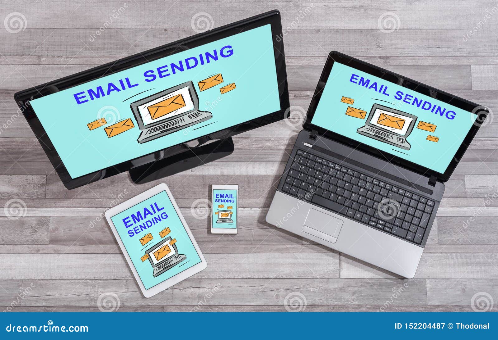 Email Sending Concept on Different Devices Stock Image - Image of ...