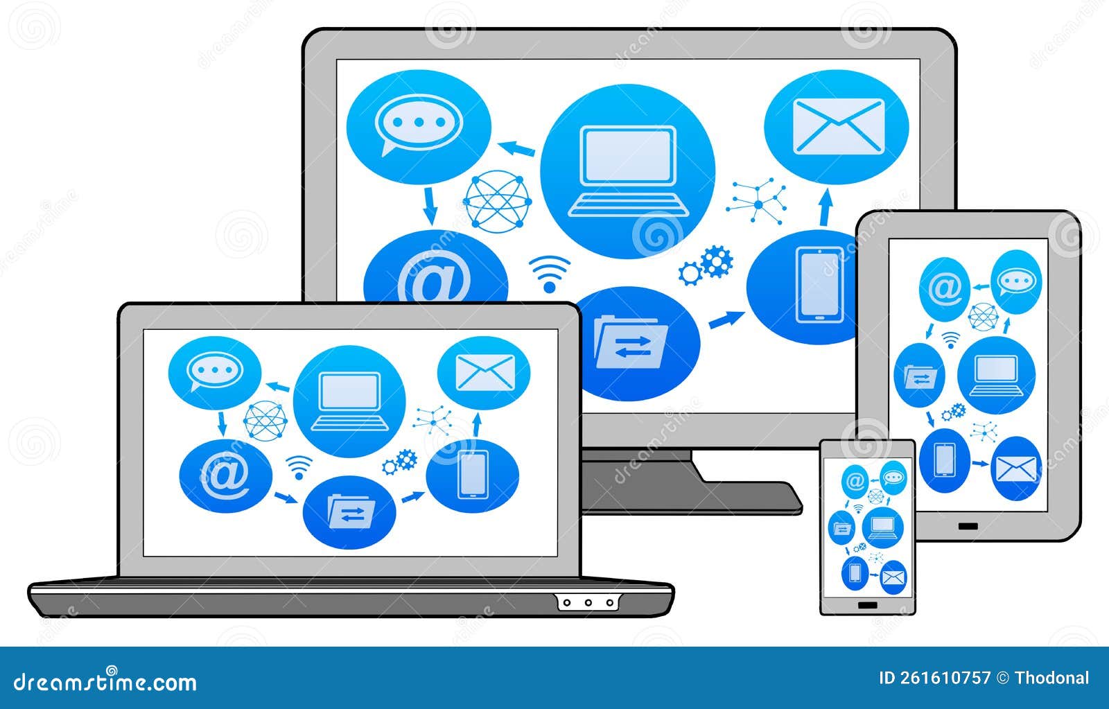 Email Sending Concept on Different Devices Stock Illustration ...