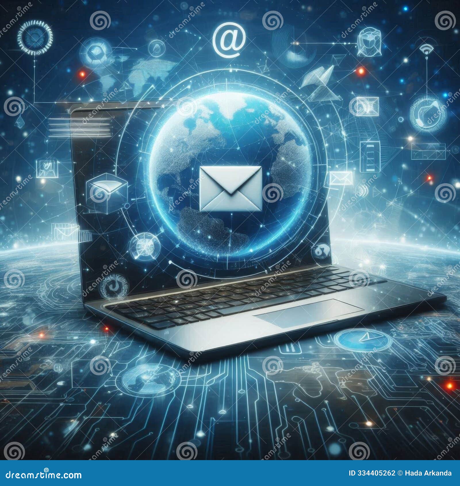 Email Sending Concept with an Envelope Symbolizing Online Communication Stock Illustration ...