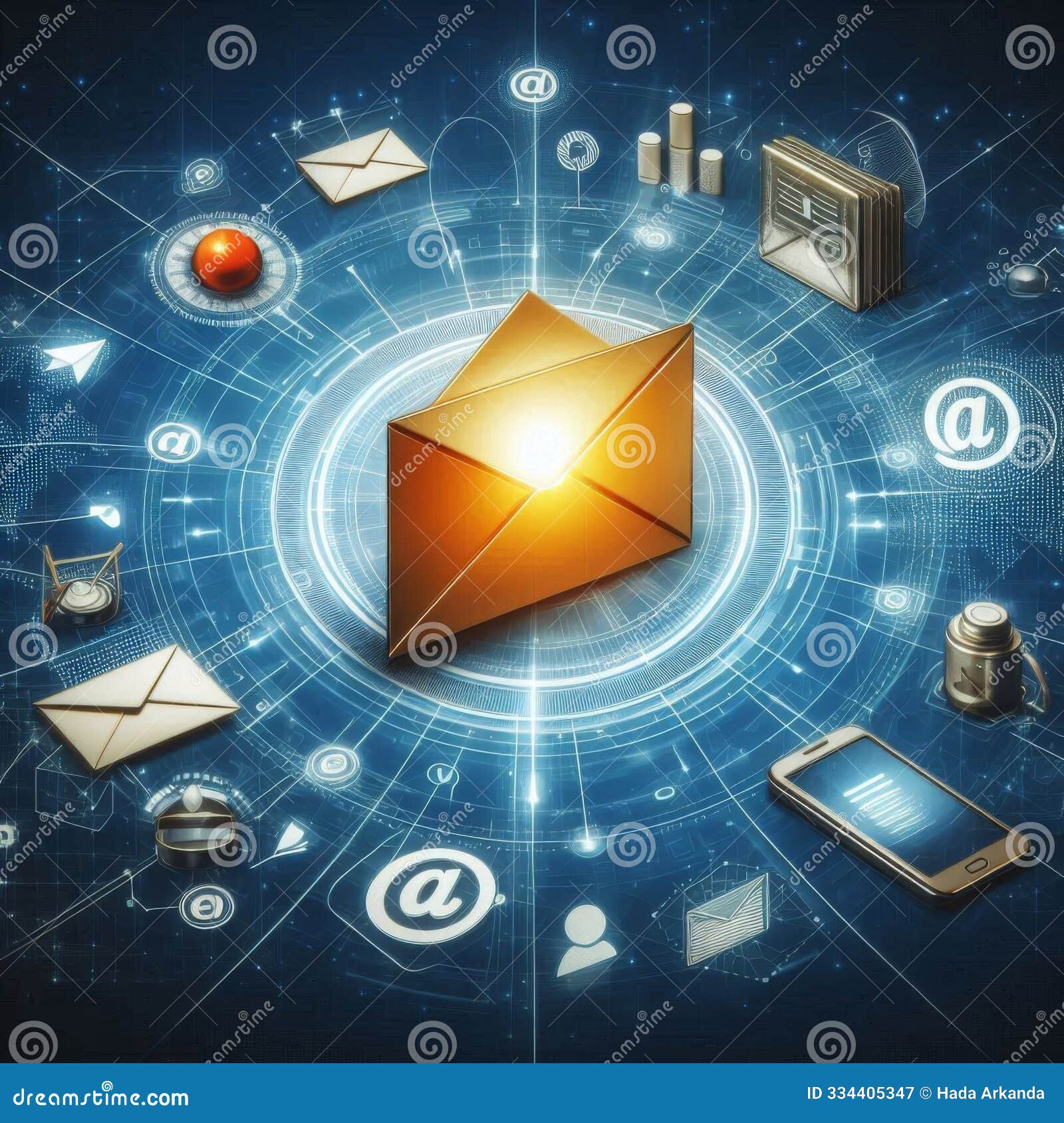 Email Sending Concept with an Envelope Symbolizing Online Communication Stock Illustration ...