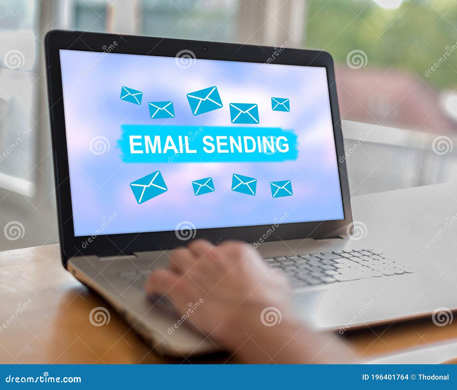 Email Sending Concept on a Laptop Stock Photo - Image of email ...