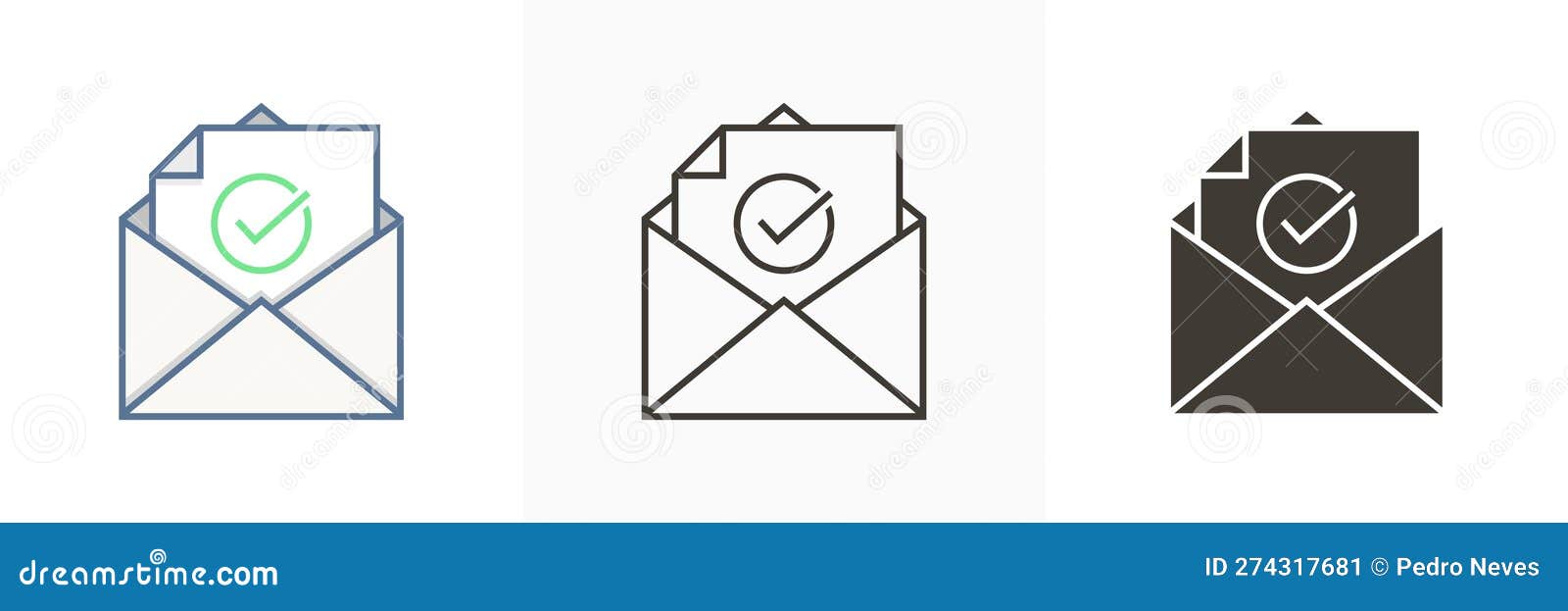 Email Sent or Received Icon Concept. Envelope with Check Mark Vector ...