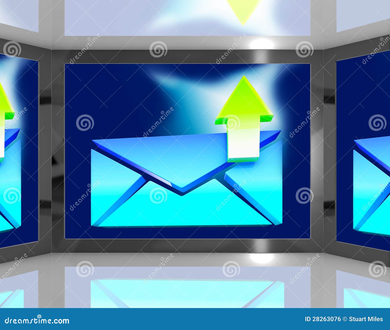 Email Sent on Screen Shows Sent Messages Stock Illustration ...
