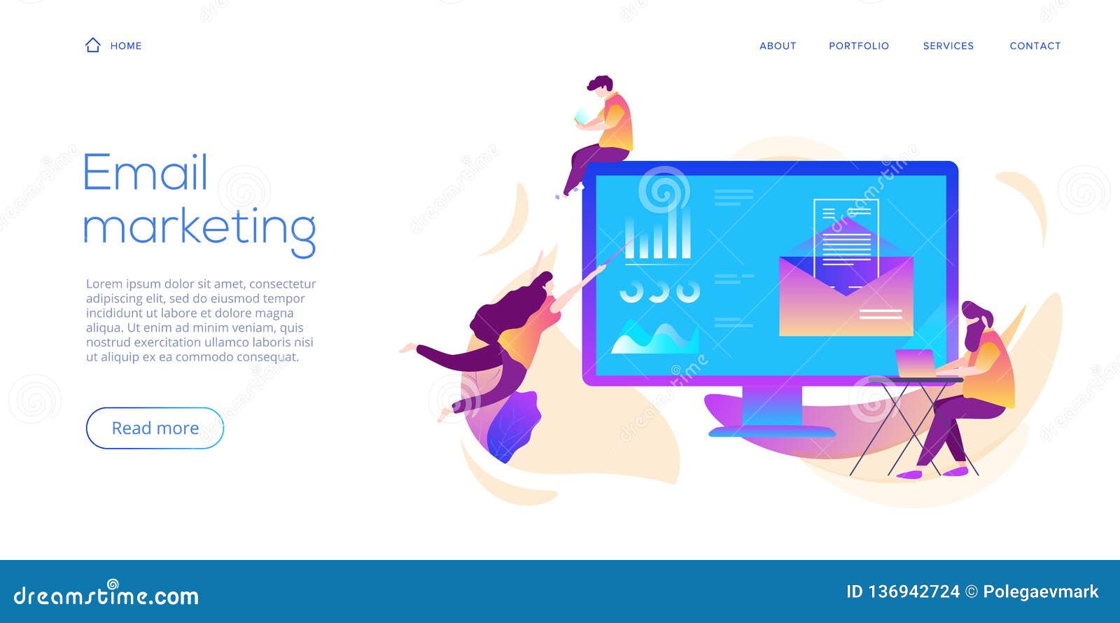 Email Service Creative Flat Vector Illustration. Electronic Mail ...