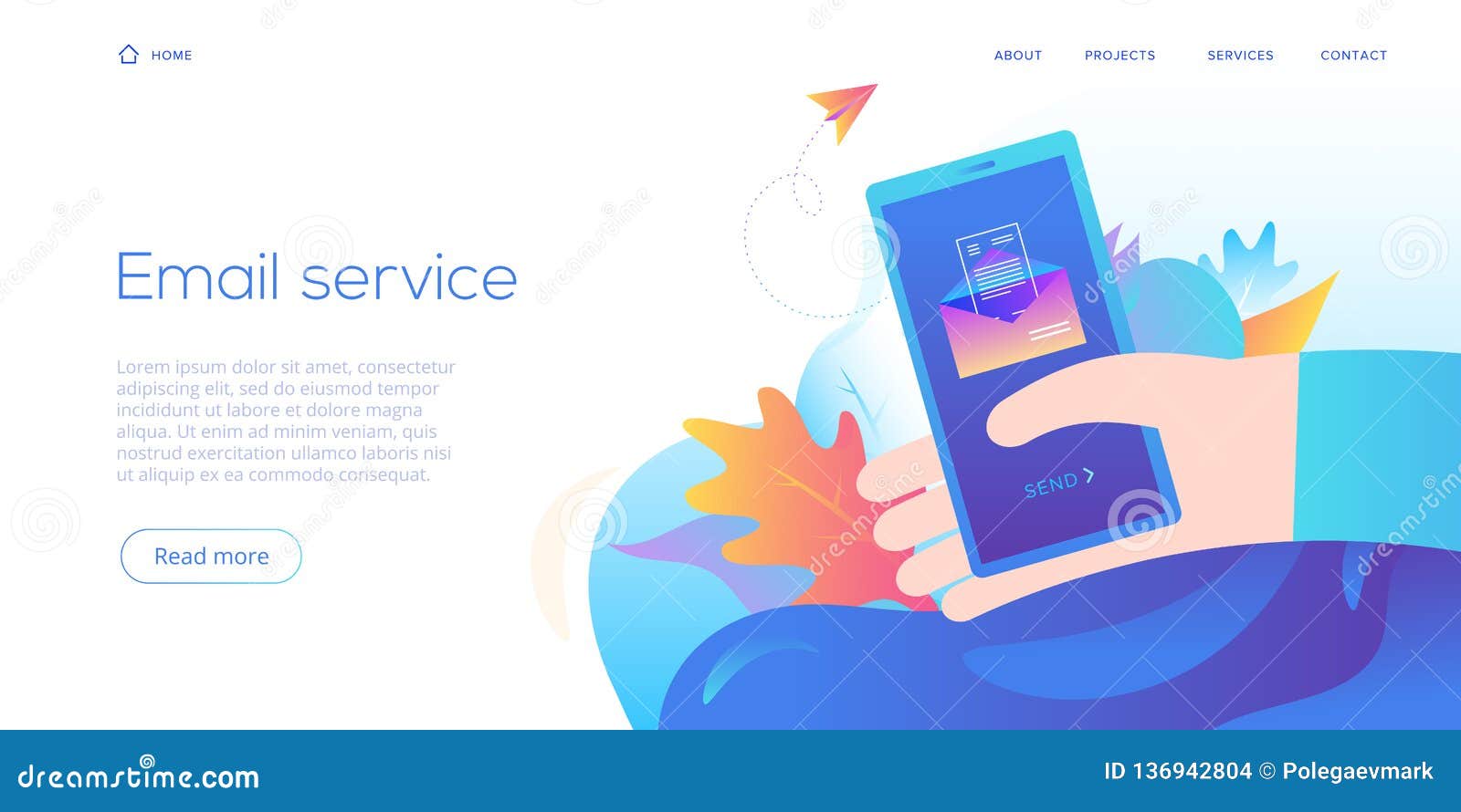 Email Service Creative Flat Vector Illustration. Electronic Mail ...