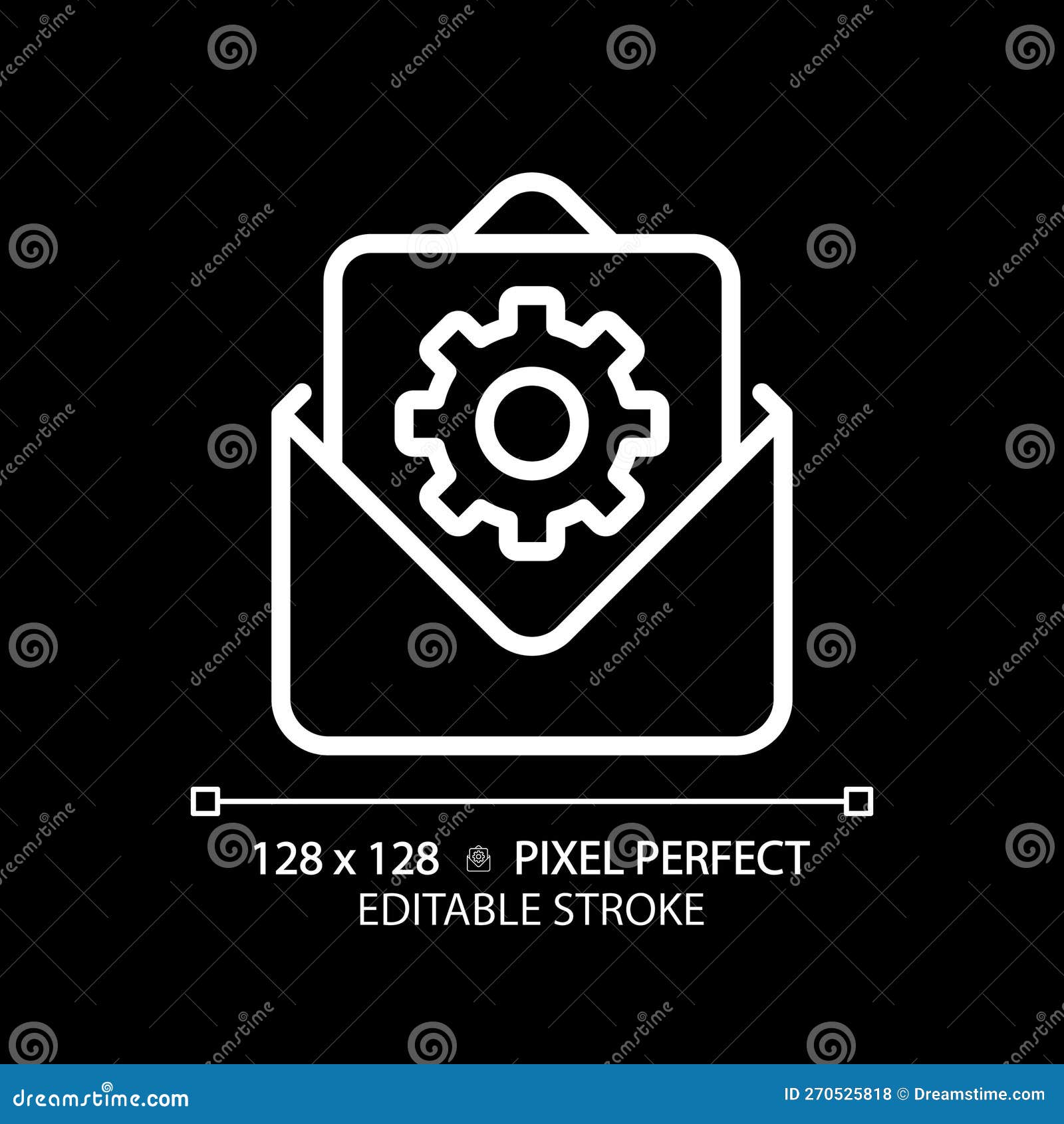 Email Settings Pixel Perfect White Linear Icon for Dark Theme Stock ...